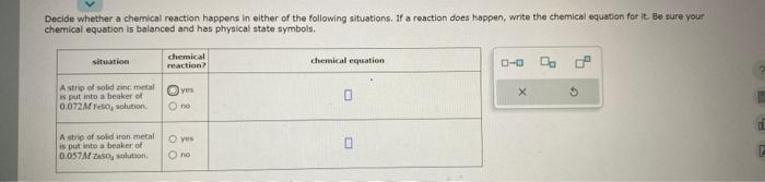 Solved Decide Whether A Chemical Reaction Happens In Either