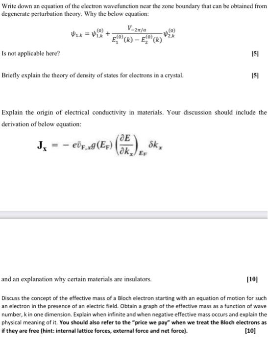 Solved Write Down An Equation Of The Electron Wavefunction
