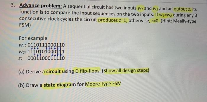 Solved 3. Advance problem: A sequential circuit has two | Chegg.com