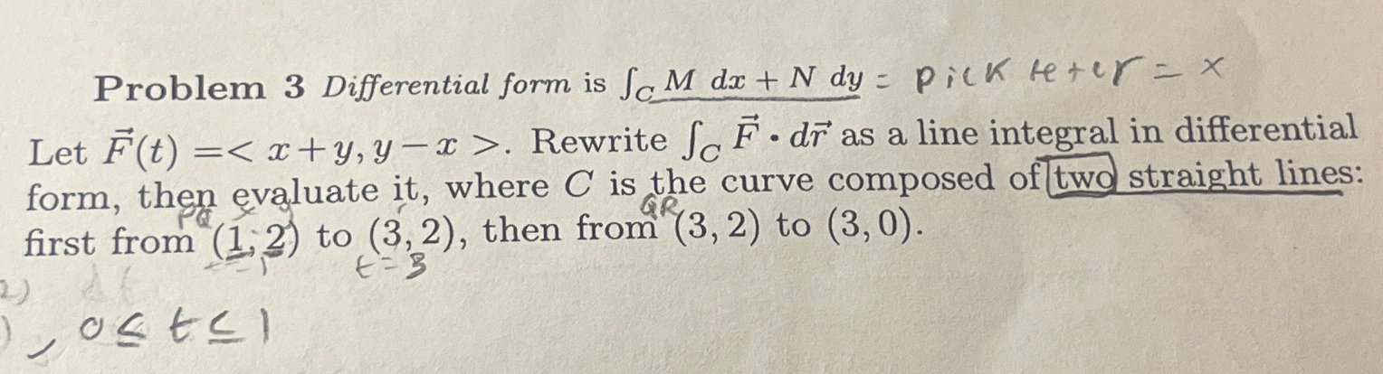 Solved Problem 3 ﻿Differential form is ∫C﻿Mdx+Ndy= ﻿pick | Chegg.com