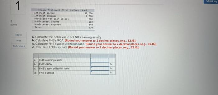 Solved The financial statements for First National Bank | Chegg.com