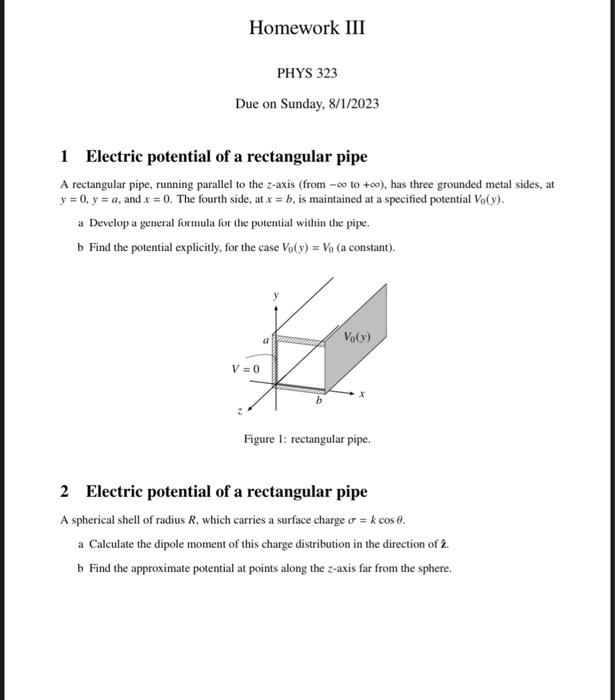 Solved 1 Electric potential of a rectangular pipe A | Chegg.com