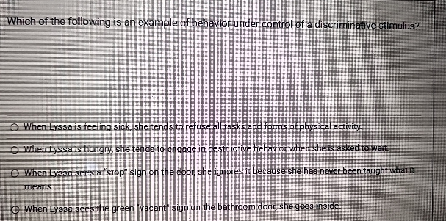 Solved Which of the following is an example of behavior | Chegg.com