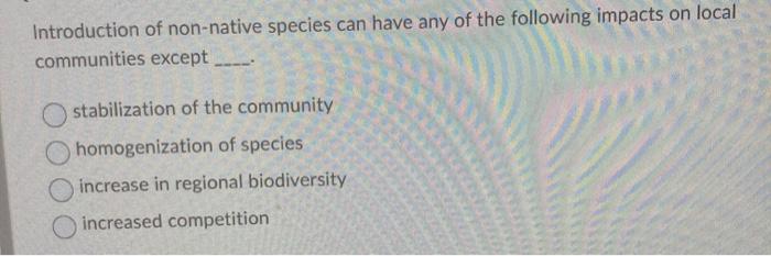Introduction of non-native species can have any of | Chegg.com