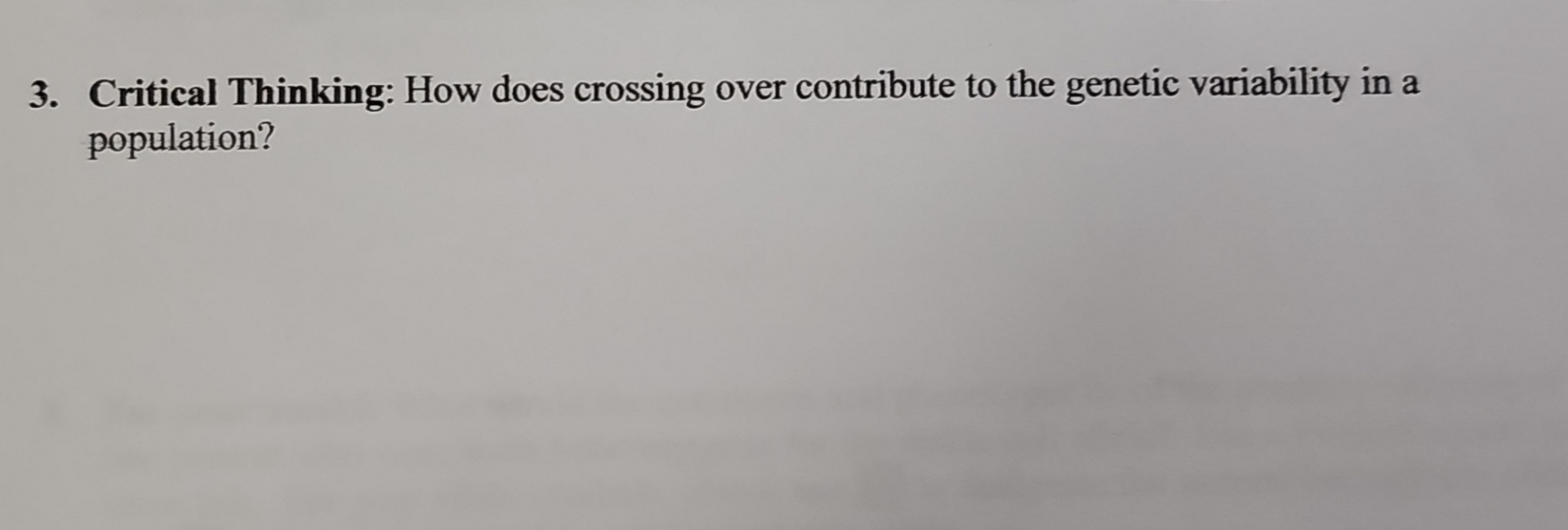 Solved Critical Thinking: How does crossing over contribute | Chegg.com
