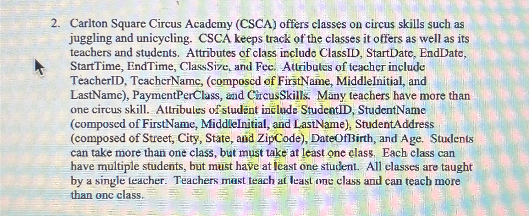 Solved DRAW THE ACTUAL DIAGRAM, ER diagram or enhanced ER | Chegg.com