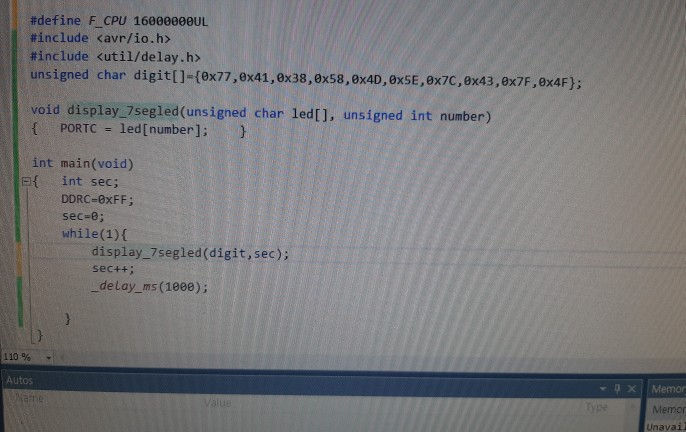 Solved #define F_CPU 1600000OUL #include #include unsigned | Chegg.com