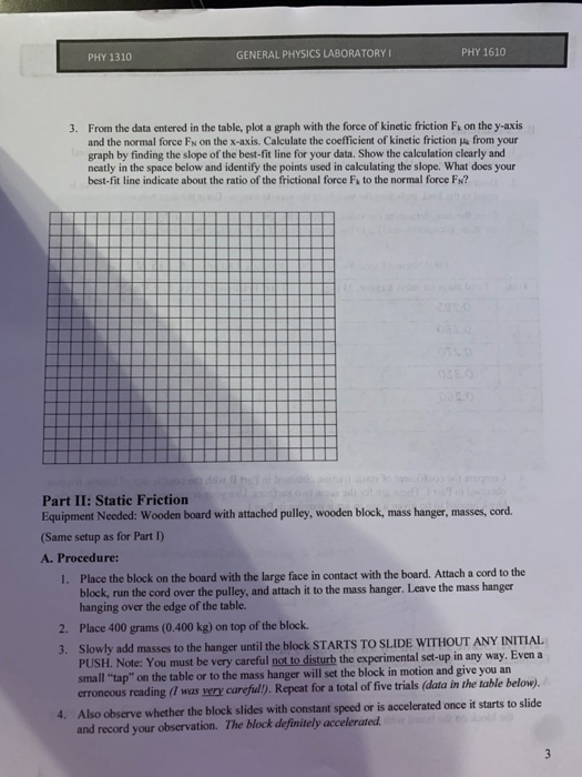 Solved PHY 1310 GENERAL PHYSICS LABORATORY I PHY 1610 | Chegg.com