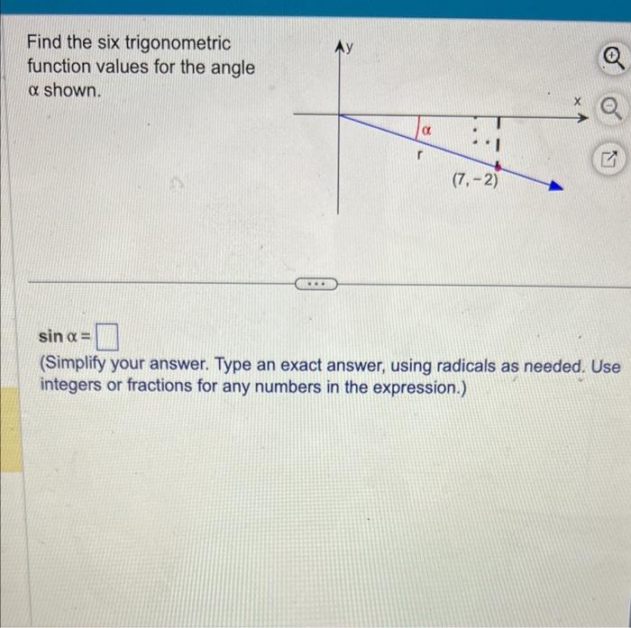 Solved Find the six trigonometric function values for the | Chegg.com