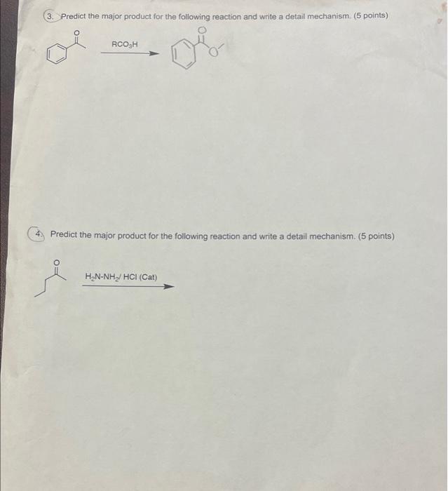 Solved 1. Write down a major product(s) for the following | Chegg.com