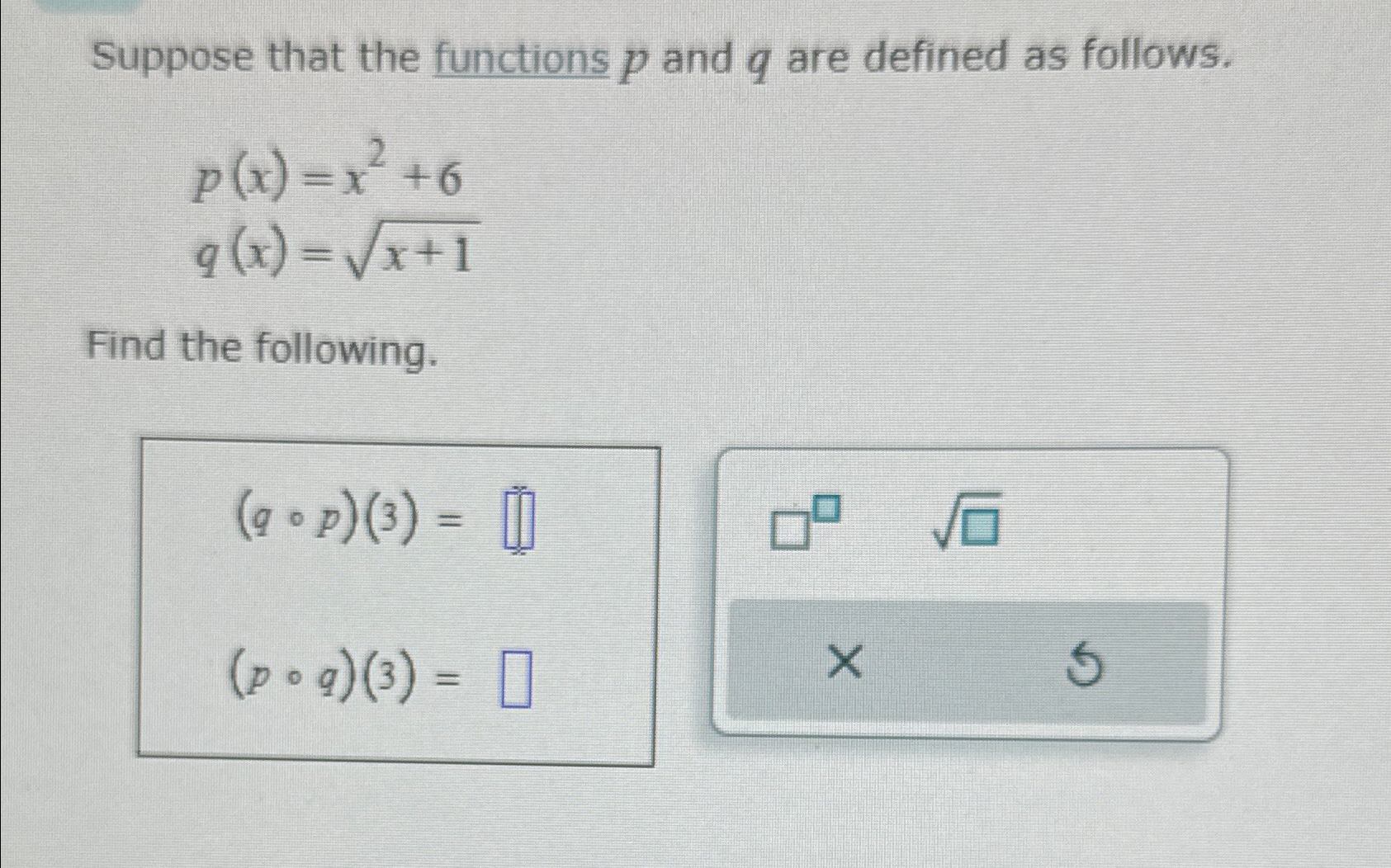 Solved Suppose that the functions p ﻿and q ﻿are defined as | Chegg.com