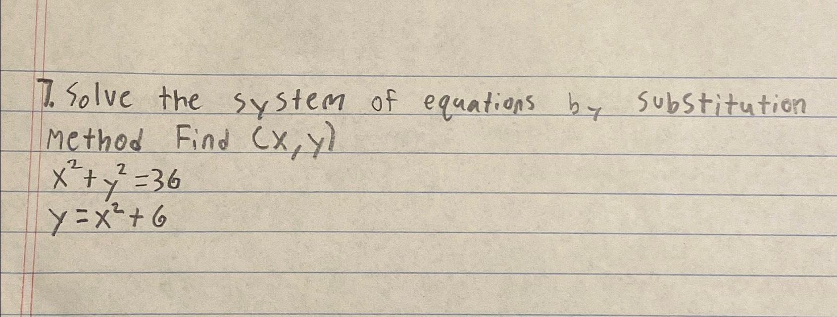 Solved Solve the system of equations by substitution method. | Chegg.com