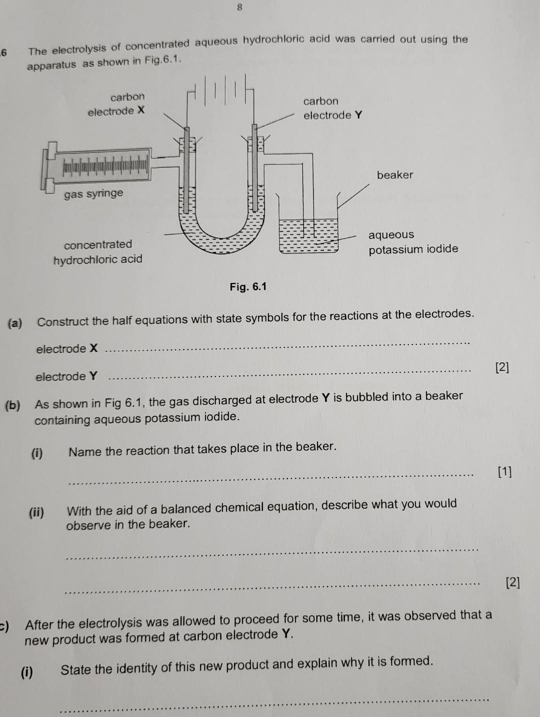 6 The electrolysis of concentrated aqueous | Chegg.com