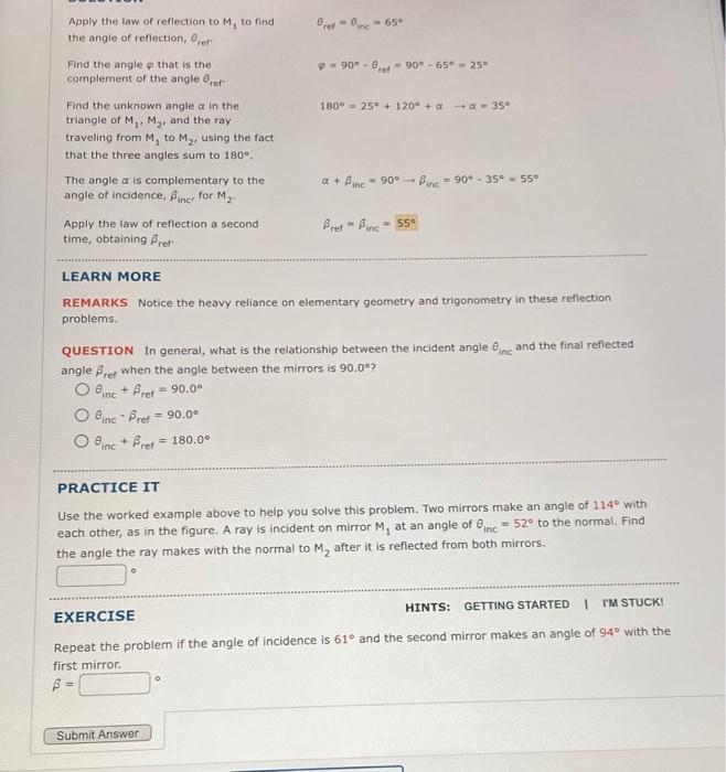 Solved GOAL Calculate aresultant angle from two refiections. | Chegg.com