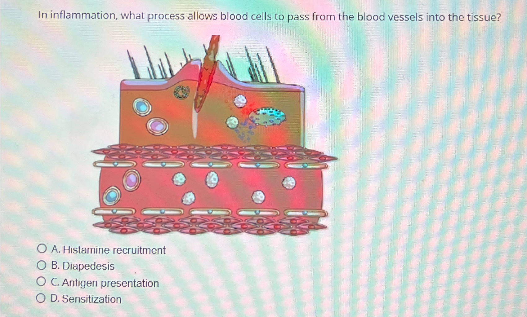 Solved In inflammation, what process allows blood cells to | Chegg.com