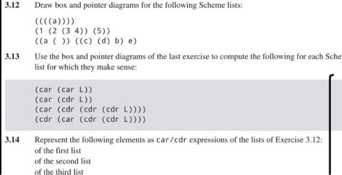 Solved 3.12 Draw box and pointer diagrams for the following | Chegg.com