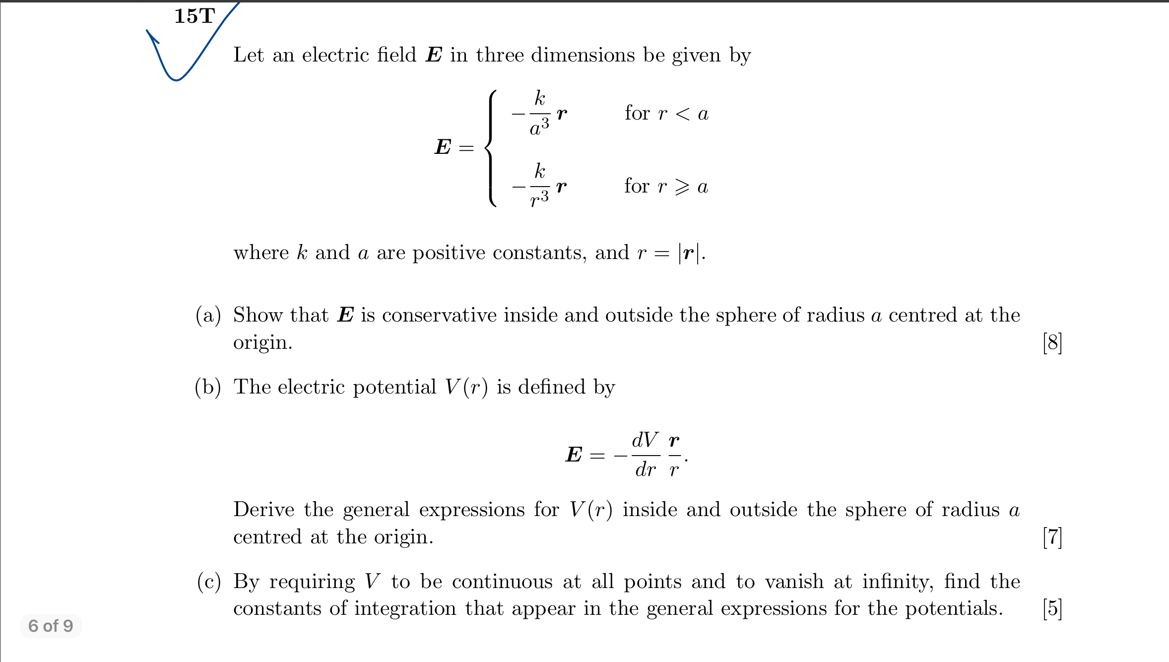 Solved 15TdarrLet an electric field E ﻿in three dimensions | Chegg.com