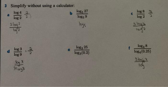 Solved с 3 Simplify without using a calculator: log 4 2 22 / | Chegg.com