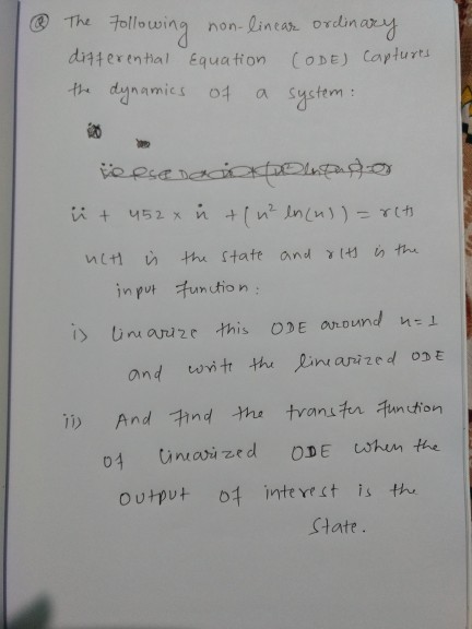 Solved ® The following non-linear ordinary differential | Chegg.com