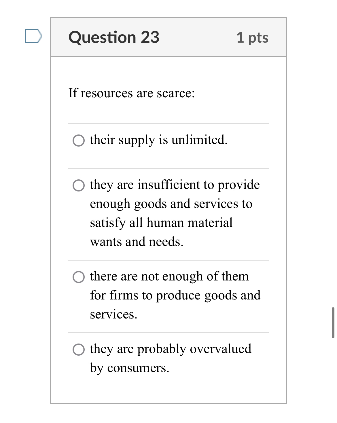 Solved Question 231 ﻿ptsIf resources are scarce:their supply | Chegg.com