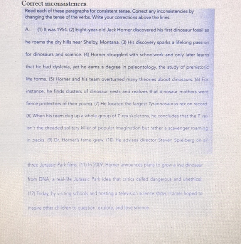 Solved Correct inconsistences.Read each of these paragraphs | Chegg.com