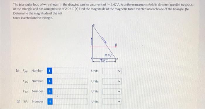 Solved The triangular loop of wire shown in the drawing | Chegg.com