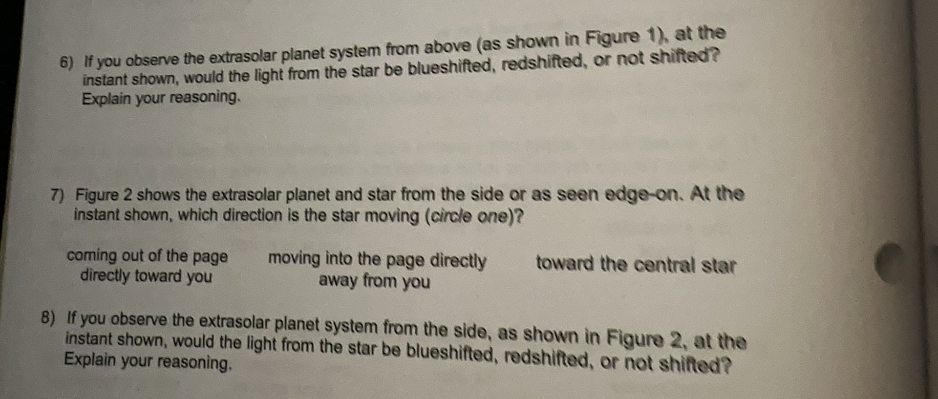 Solved If you observe the extrasolar planet system from | Chegg.com