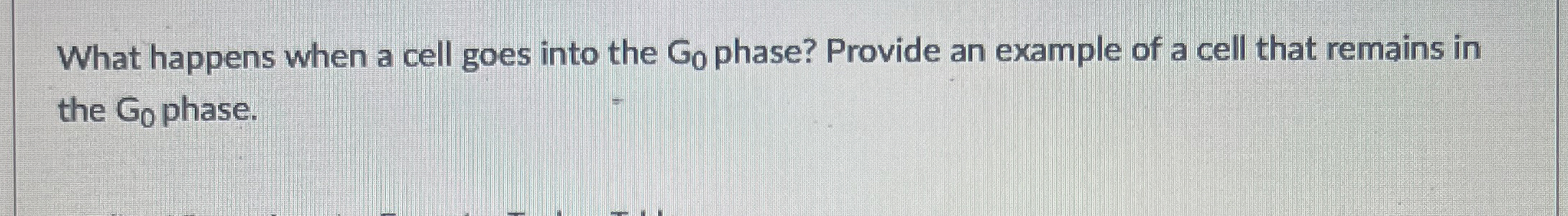 Solved What happens when a cell goes into the G0 ﻿phase? | Chegg.com