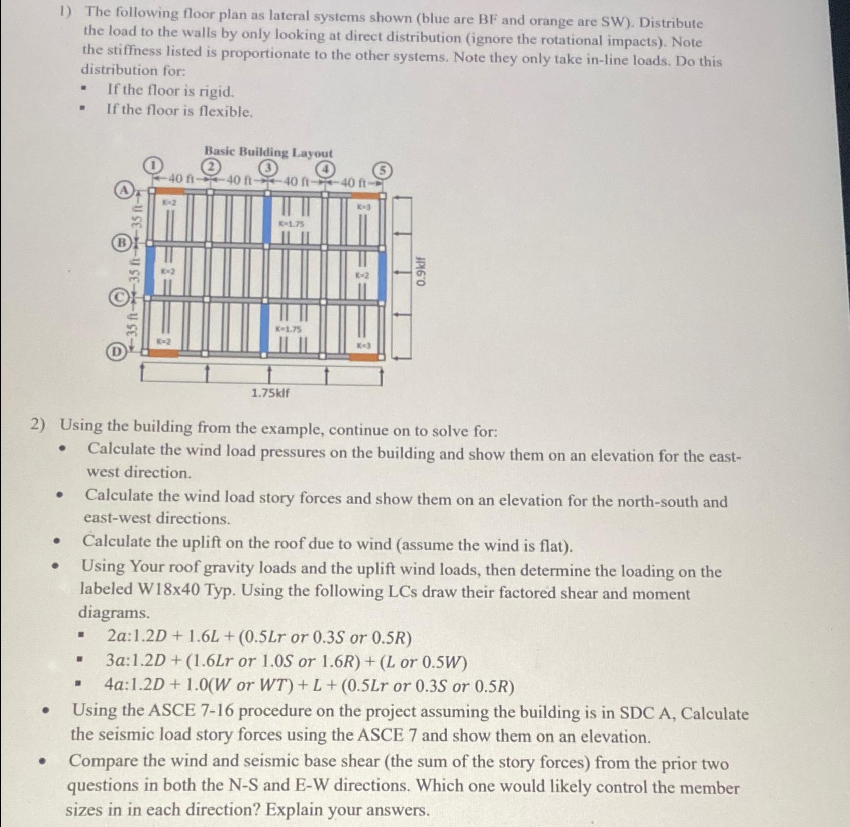 Solved The following floor plan as lateral systems shown | Chegg.com
