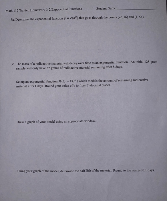 Solved Student Name: Math 112 Written Homework 3-2 | Chegg.com