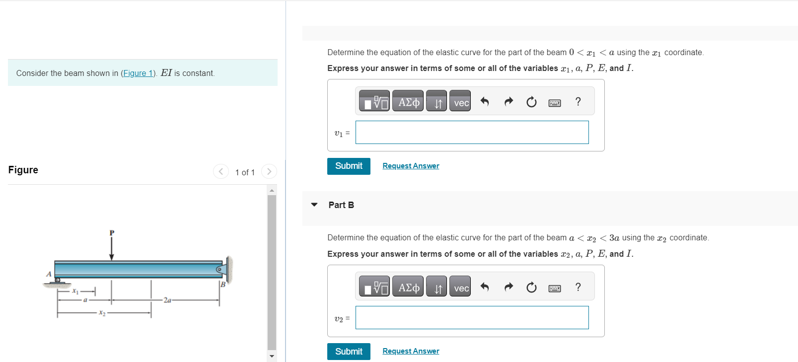Solved Consider the beam shown in (Figure 1). EI ﻿is | Chegg.com
