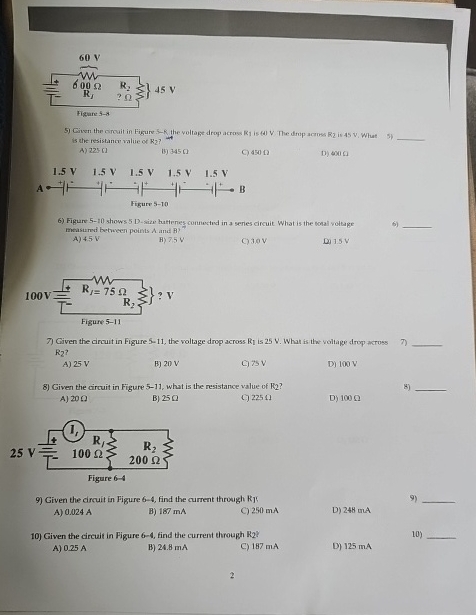 Solved Civen the corcuit in Figure 5-K, ﻿the voltage drop | Chegg.com