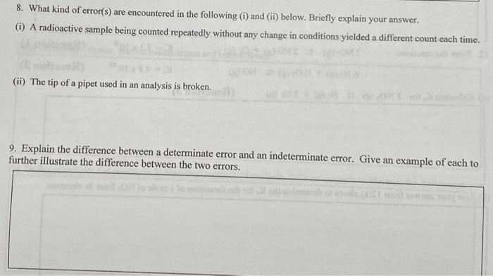 Solved 8. What kind of error(s) are encountered in the | Chegg.com