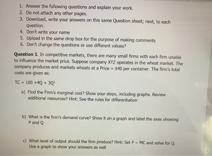 Solved 1 Answer The Following Questions And Explain Your Chegg