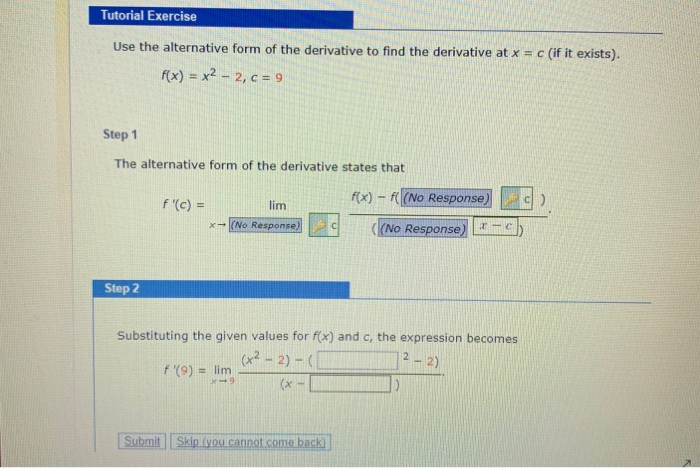 Solved Tutorial Exercise Use the alternative form of the | Chegg.com