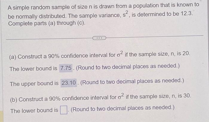 Solved A simple random sample of size n is drawn from a | Chegg.com