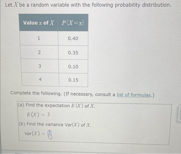 Solved Let X be a random variable with the following | Chegg.com