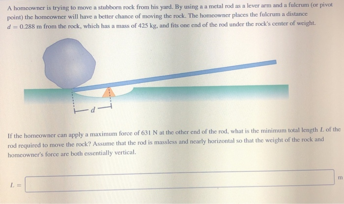 Solved A homeowner is trying to move a stubborn rock from | Chegg.com