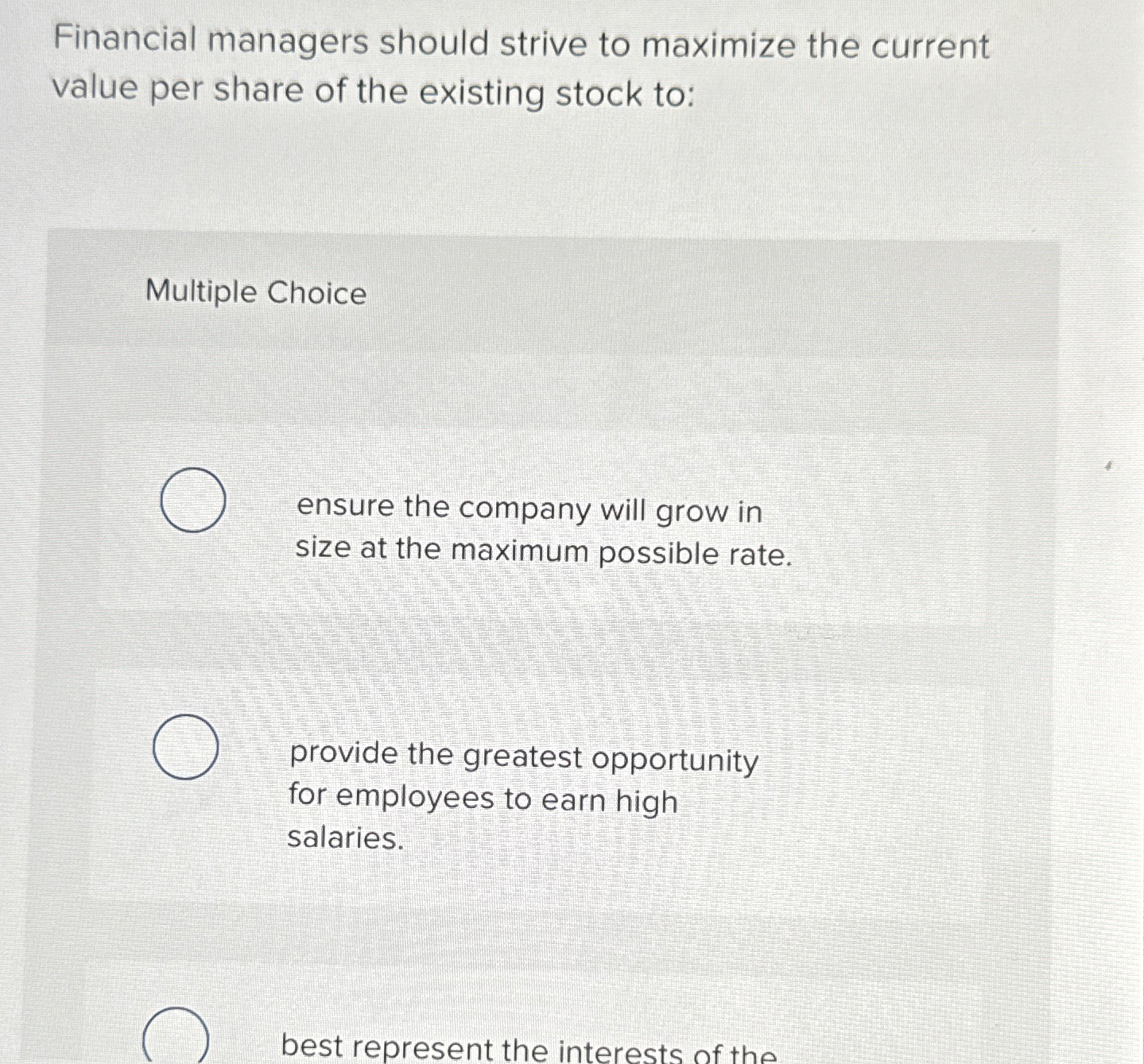 Solved Financial managers should strive to maximize the | Chegg.com