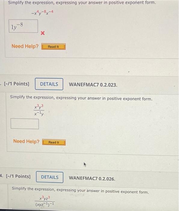 Solved −x4y−8x−4 WANEFMAC7 0.2.023. Simplify the expression, | Chegg.com