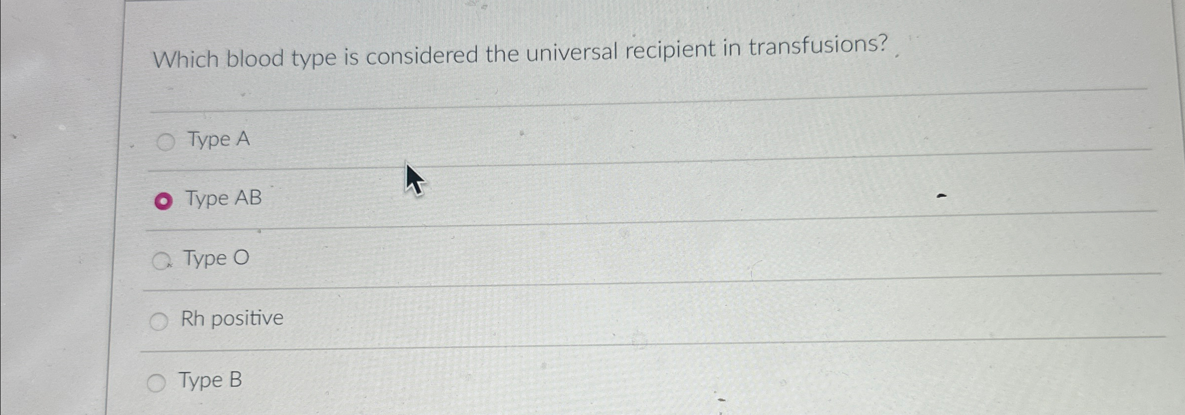 Solved Which blood type is considered the universal | Chegg.com