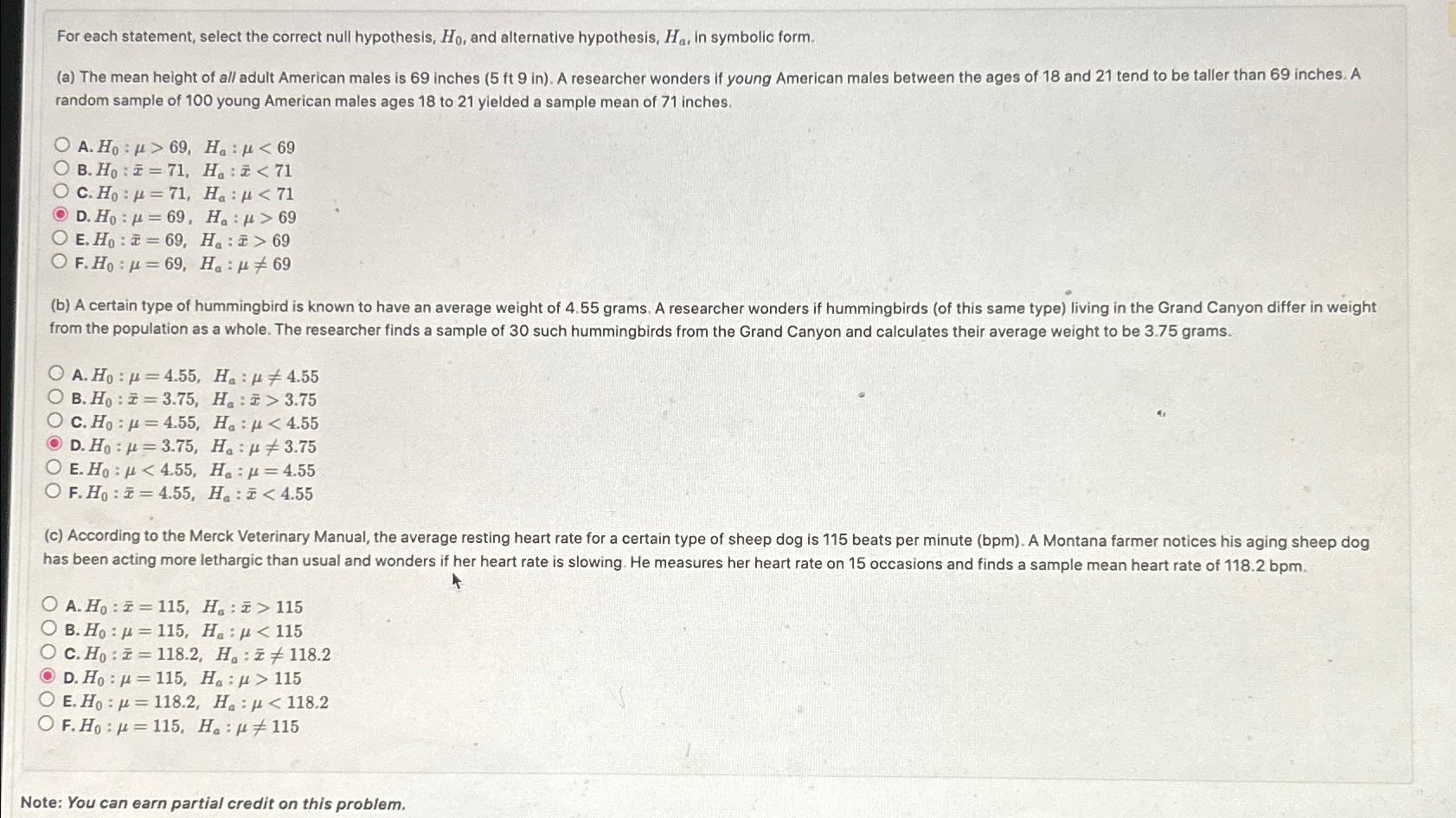 Solved For each statement, select the correct null | Chegg.com