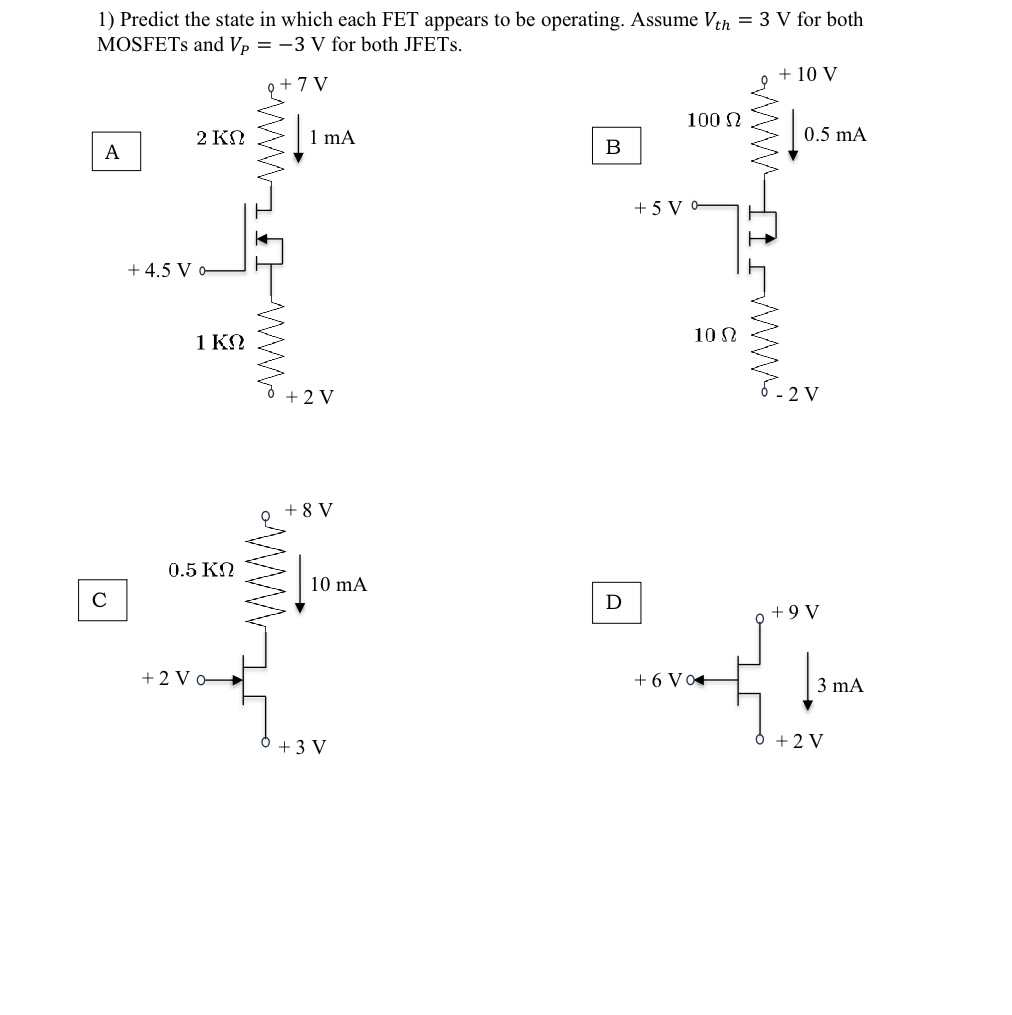 Solved Predict the state in which each FET appears to be | Chegg.com