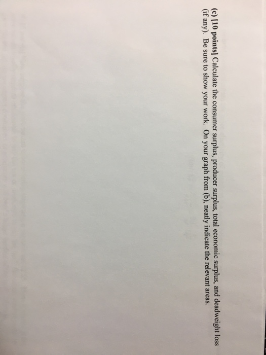 (c) [10 points] Calculate the consumer surplus, | Chegg.com