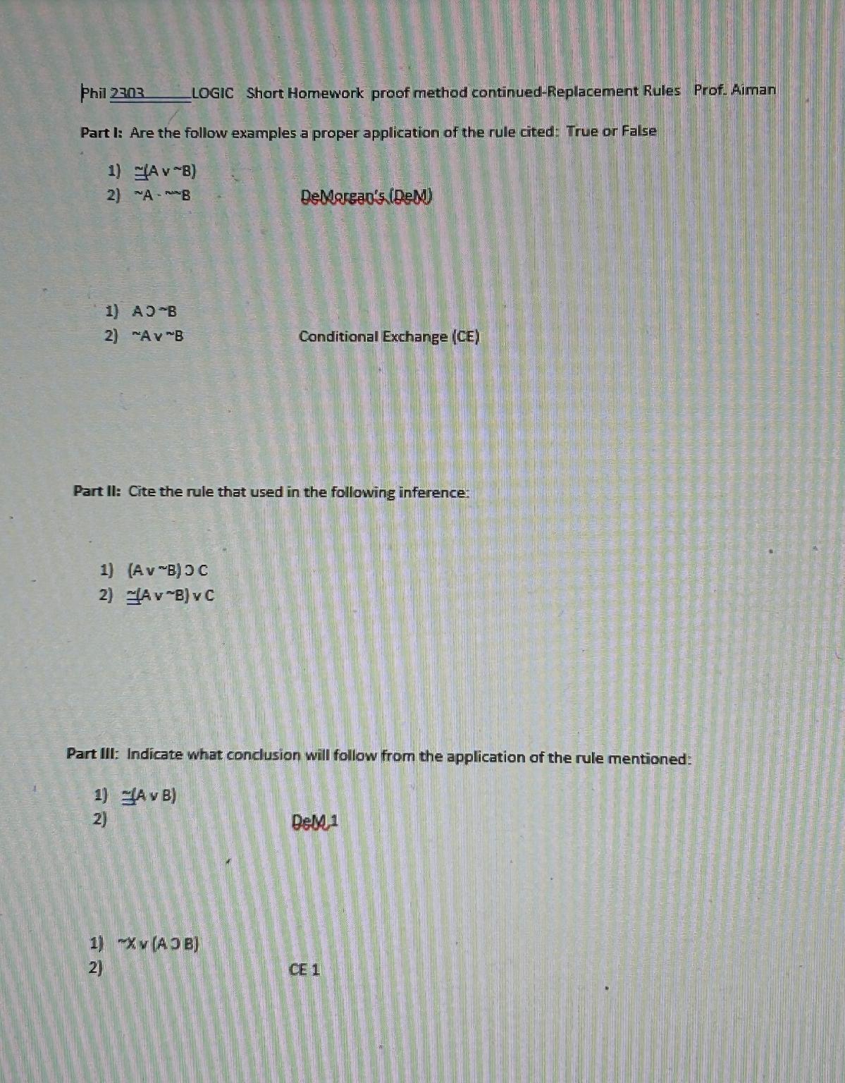 Solved Phil 2EEn3 ﻿LOGIC Short Homework proof method | Chegg.com