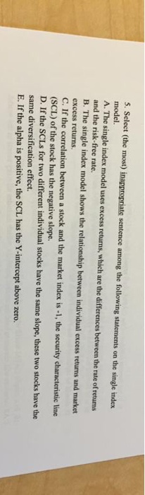 Solved 5. Select the most) inappropriate sentence among the | Chegg.com