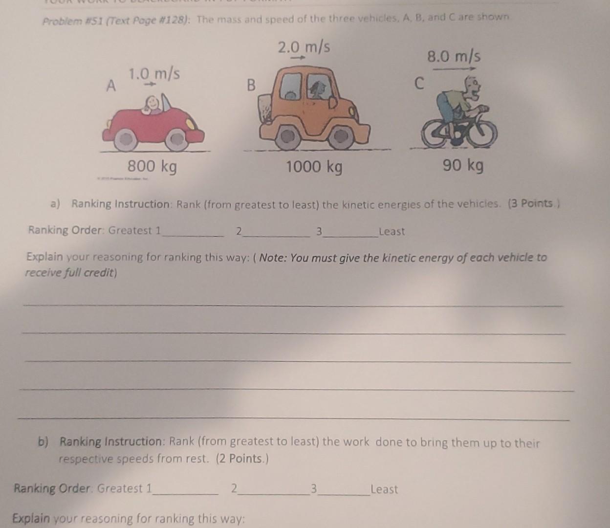 Solved Problem $51 (Text Poge \#128): The mass and speed of | Chegg.com