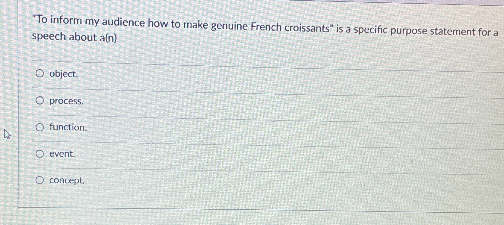 Solved "To inform my audience how to make genuine French | Chegg.com