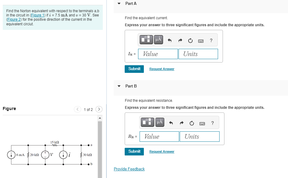Solved Part AFind the Norton equivalent with respect to the | Chegg.com