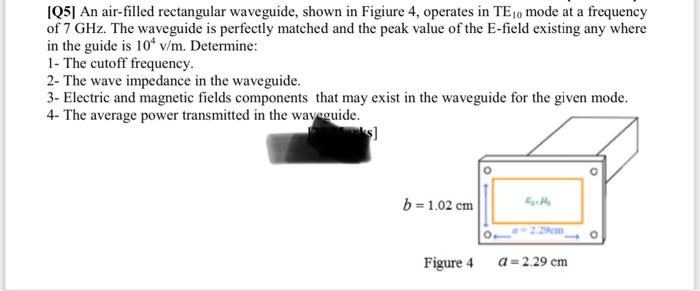 Solved [Q5] An air-filled rectangular waveguide, shown in | Chegg.com
